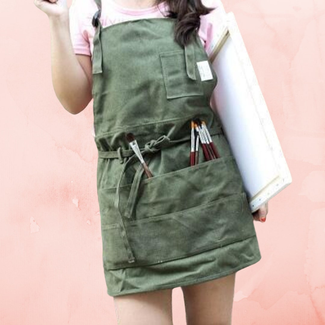 Canvas Work Apron for Painting Teachers Ideal for Oil Painting, Gouache ...