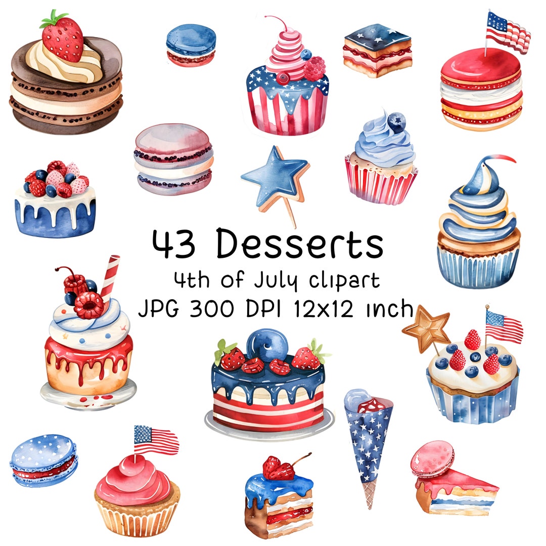 4th of July Clipart Desserts, Patriotic Graphics, 4th of July PNG ...