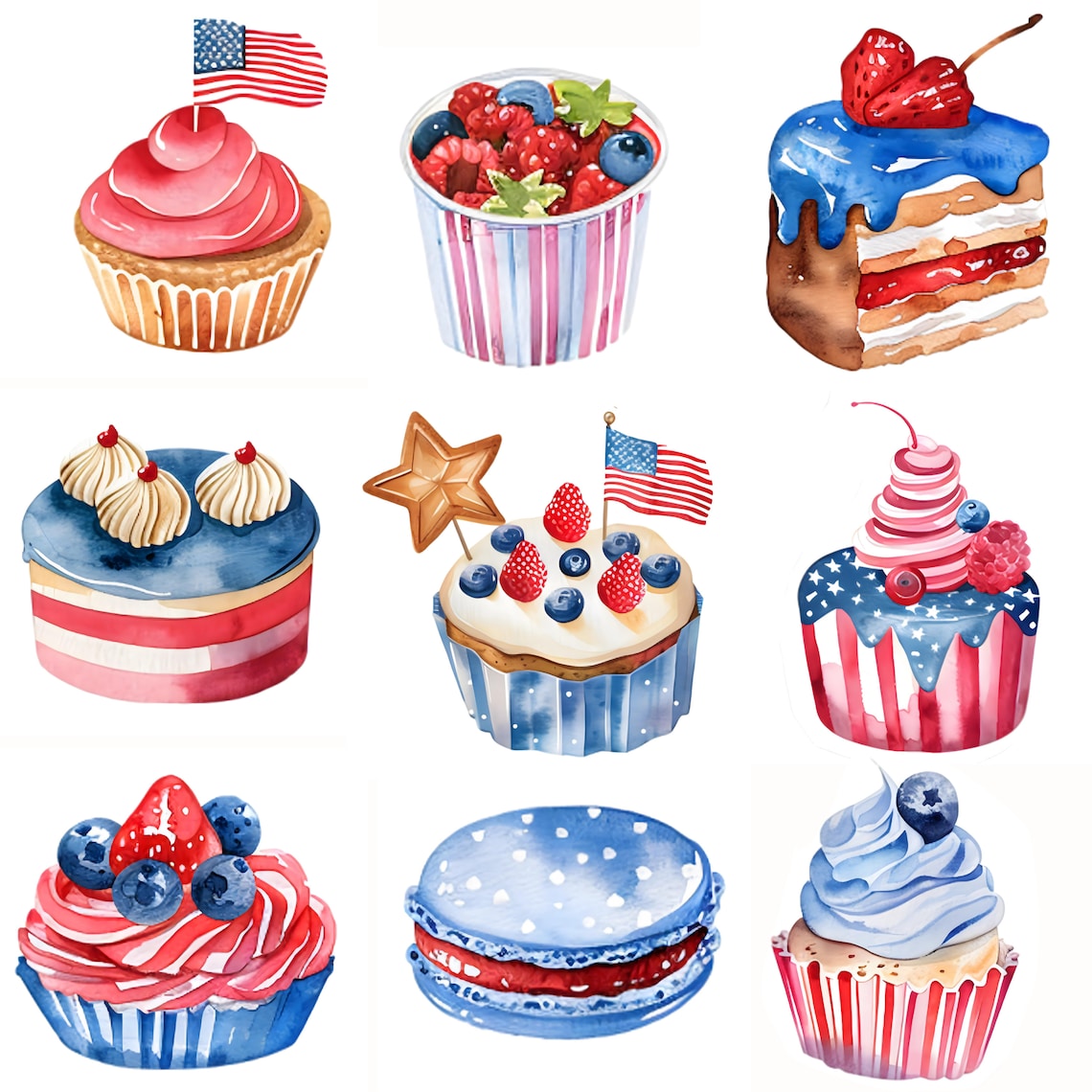 4th of July Clipart Desserts, Patriotic Graphics, 4th of July PNG ...