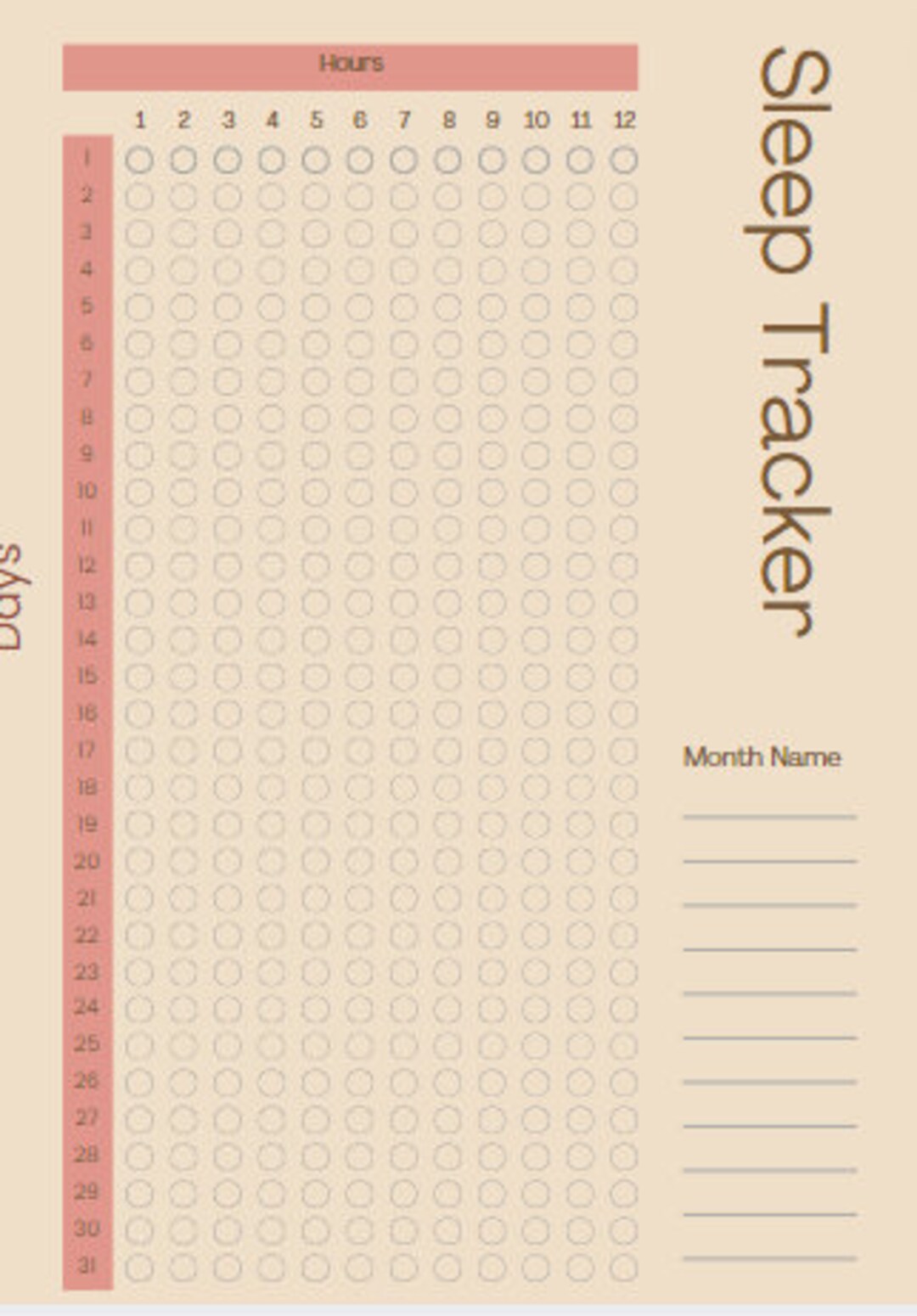 Sleep Tracker Downloadable and Resalable E Template. - Etsy