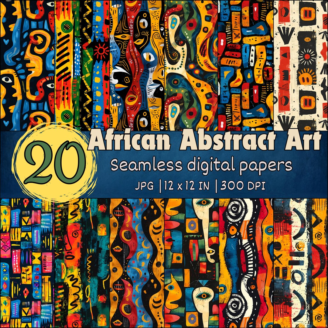 African Abstract Seamless Patterns, Ethnic Digital Papers, Vibrant ...