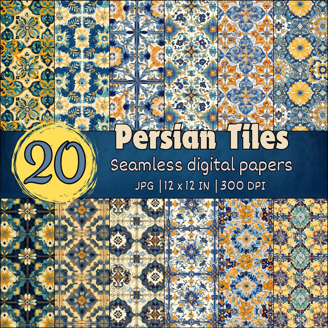 Persian Tile Seamless Patterns, Islamic Art Digital Papers, Vintage ...