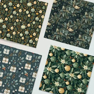 Christmas Seamless Patterns, Sage Green Xmas Digital Papers, Christmas ...