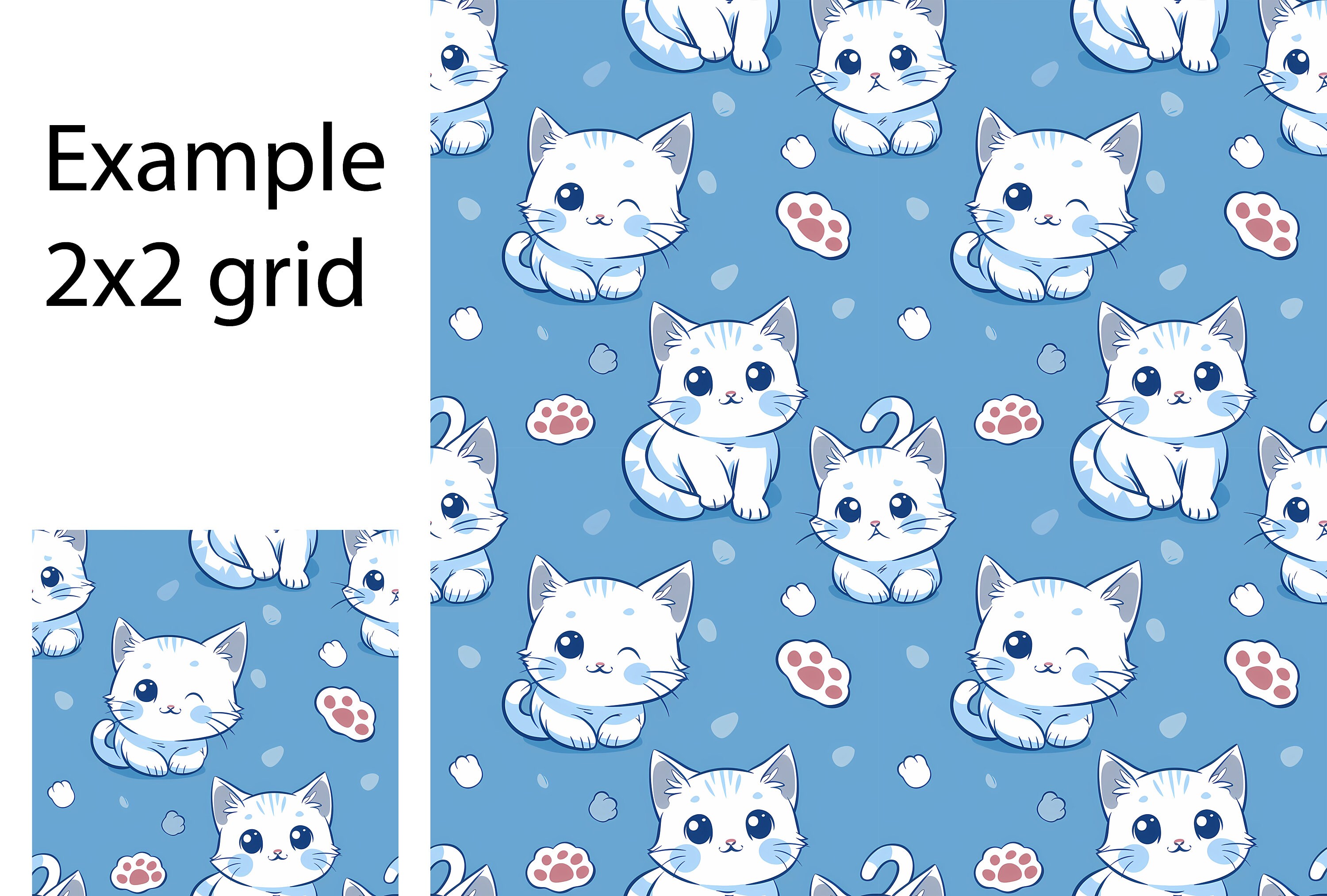 Kawaii Kittens Digital Papers, Cute Kittens Seamless Patterns, Cats ...