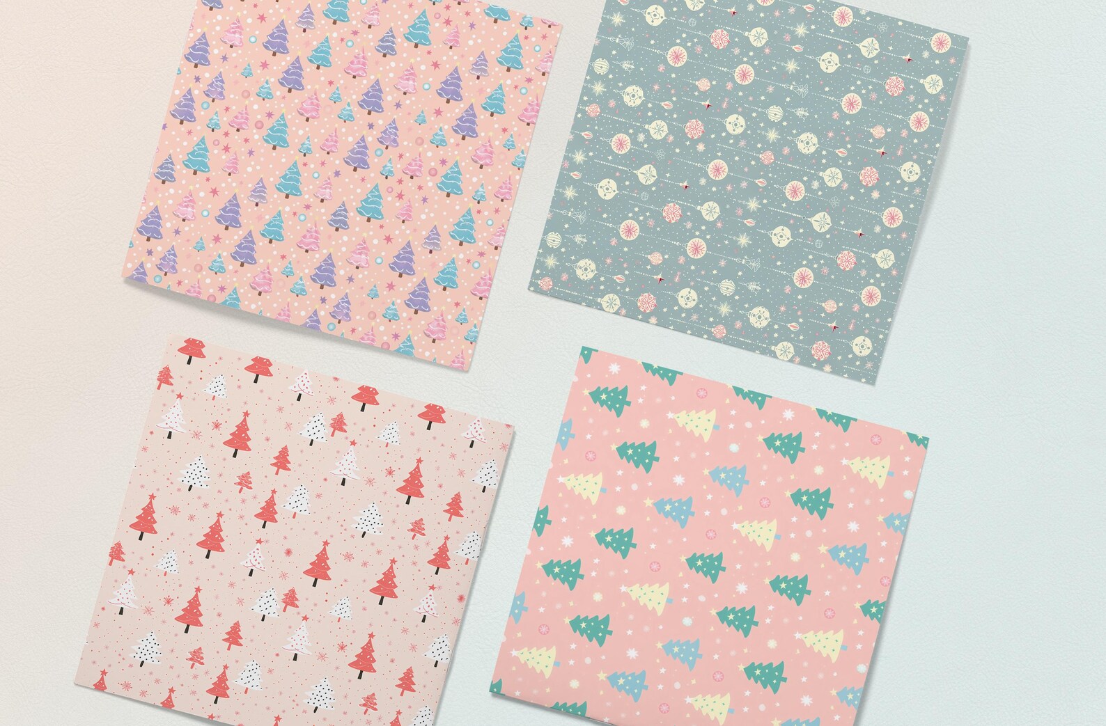 Pastel Christmas Seamless Patterns, Christmas Tree Digital Papers ...