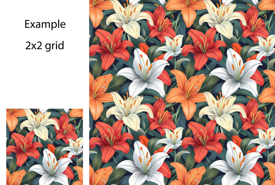 Lily Flowers Seamless Pattern, Lily Florals Digital Papers, Lilies ...