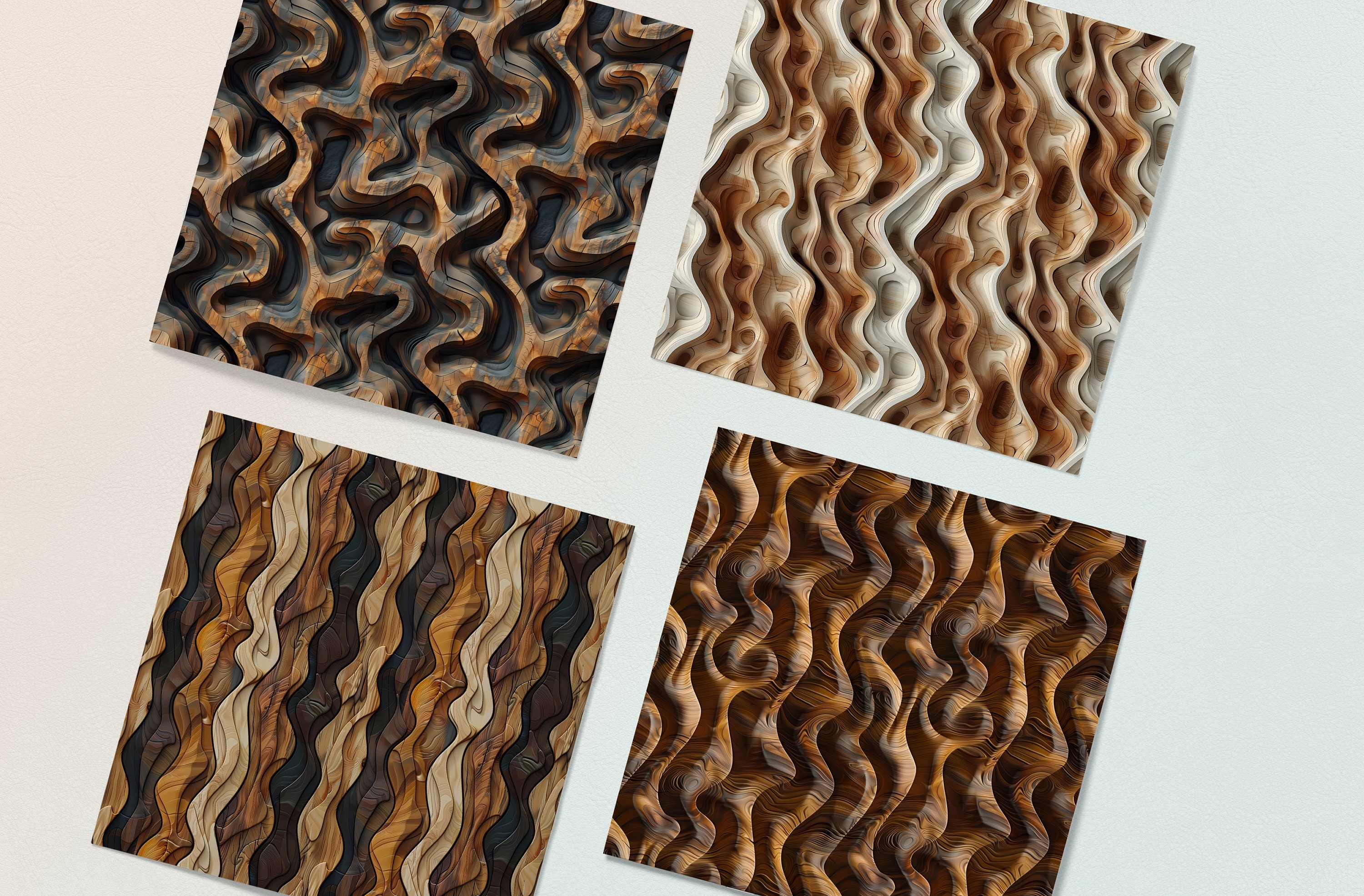 3D Wooden Texture Seamless Pattern, Carved Wood Digital Papers, Wavy ...