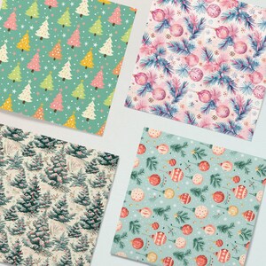 Pastel Christmas Seamless Patterns, Christmas Tree Digital Papers ...