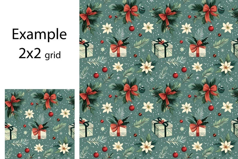 Christmas Seamless Patterns, Sage Green Xmas Digital Papers, Christmas ...