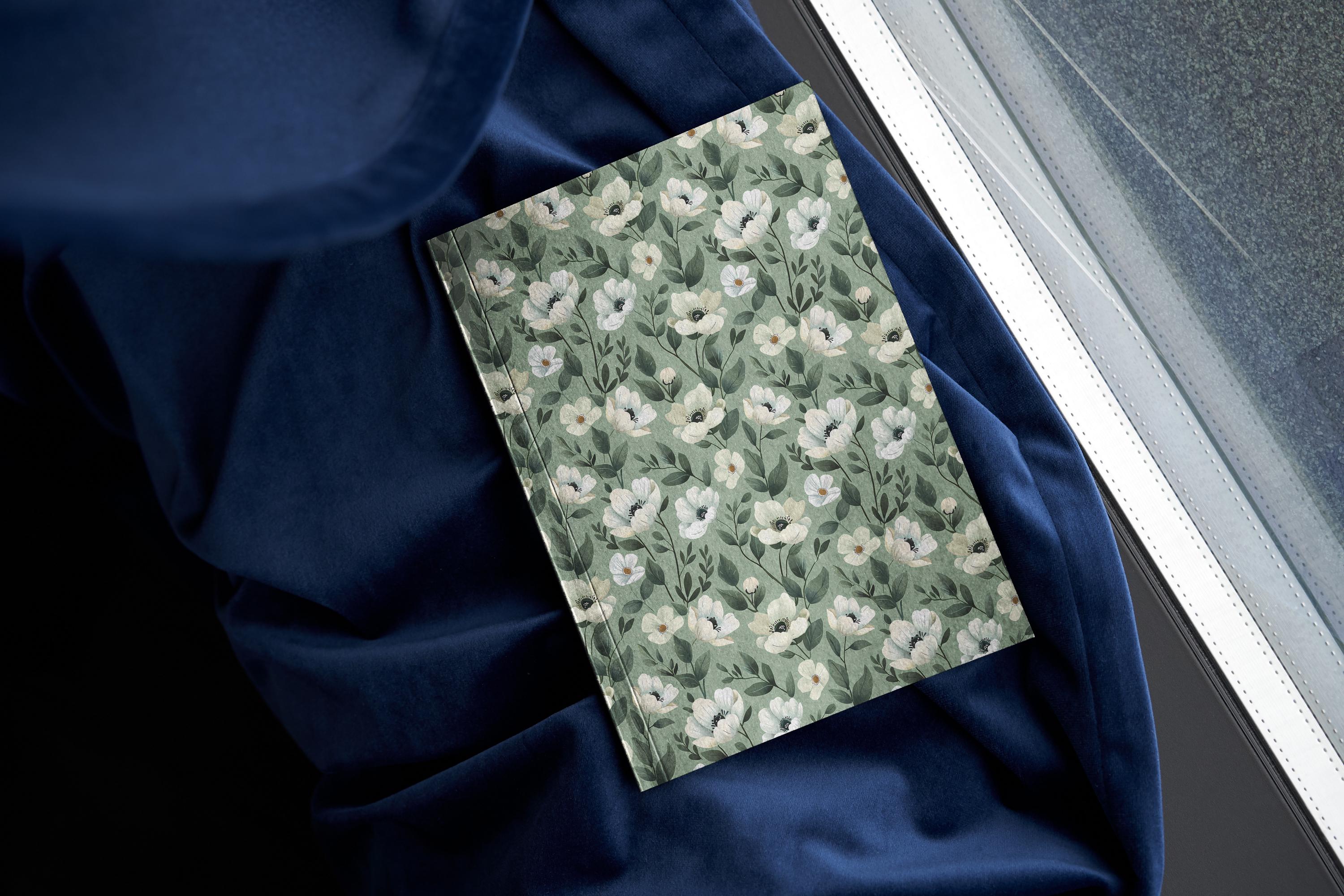 Sage Green Floral Seamless Patterns, Botanical Digital Papers, Elegant ...