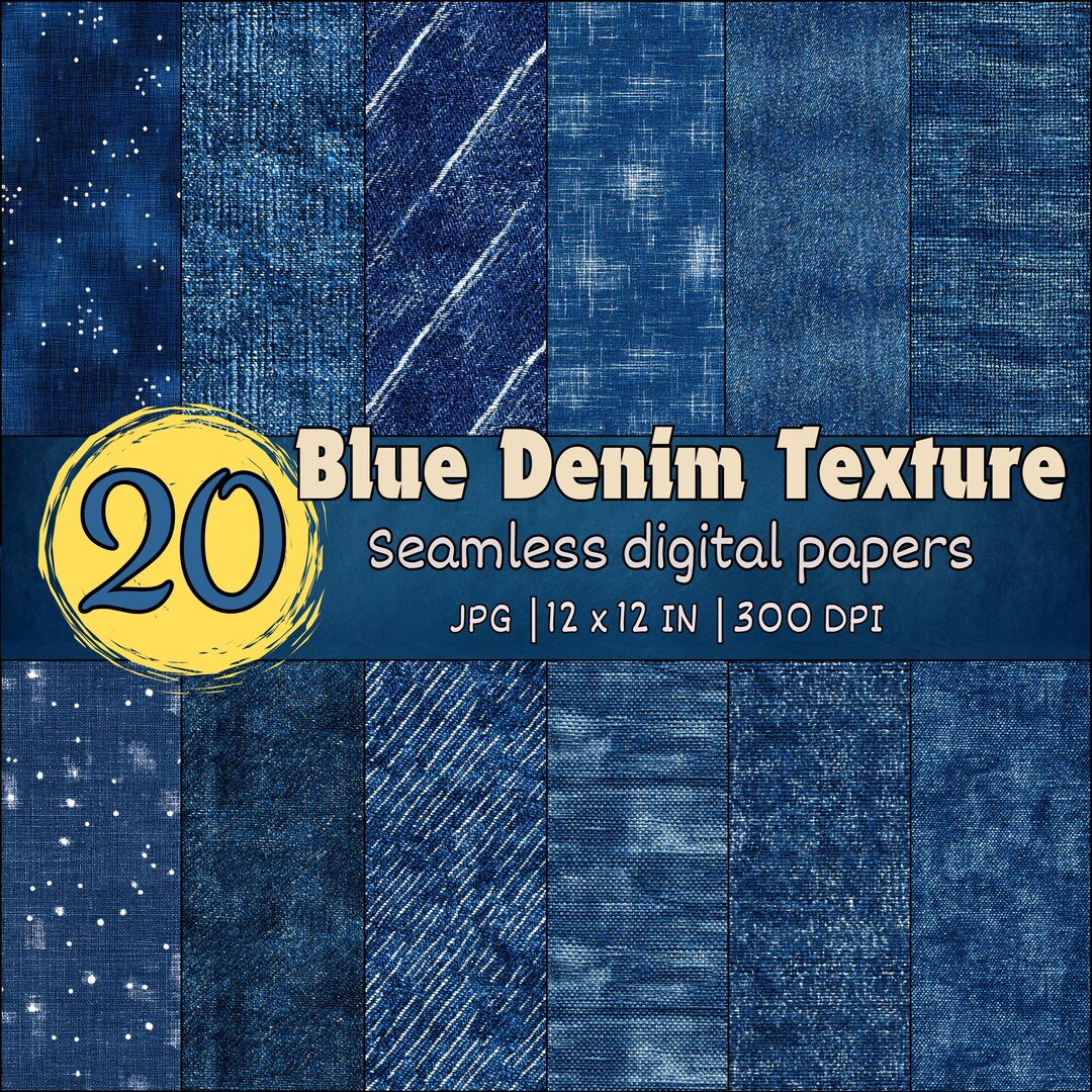 Blue Denim Texture Seamless Patterns, Jeans Fabric Digital Paper ...