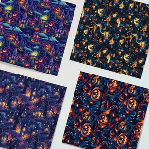 Colorful Halloween Seamless Patterns, Spooky Halloween Digital Papers ...