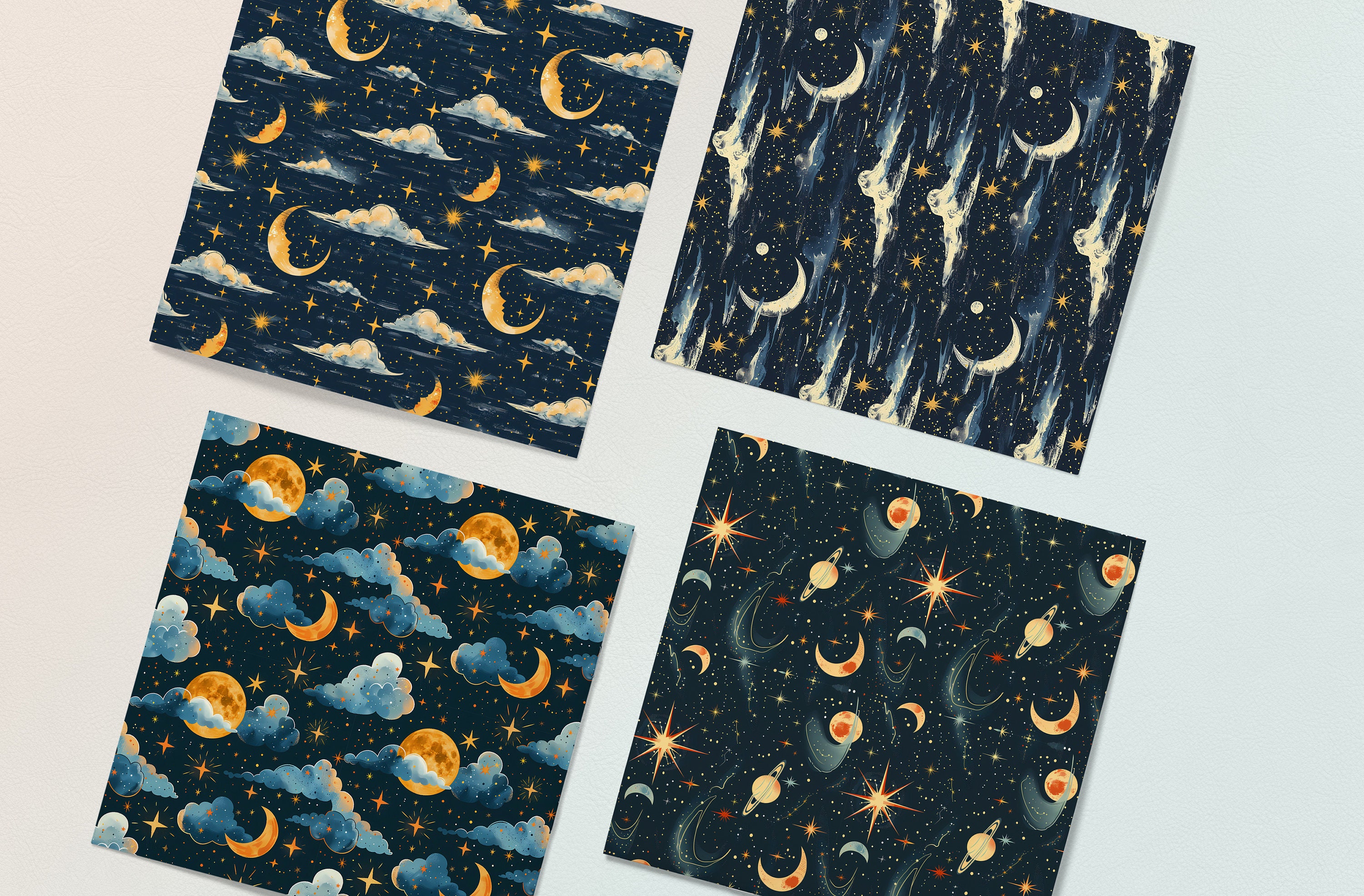 Night Sky Seamless Digital Paper Pack, Galaxy Background, Stars and ...