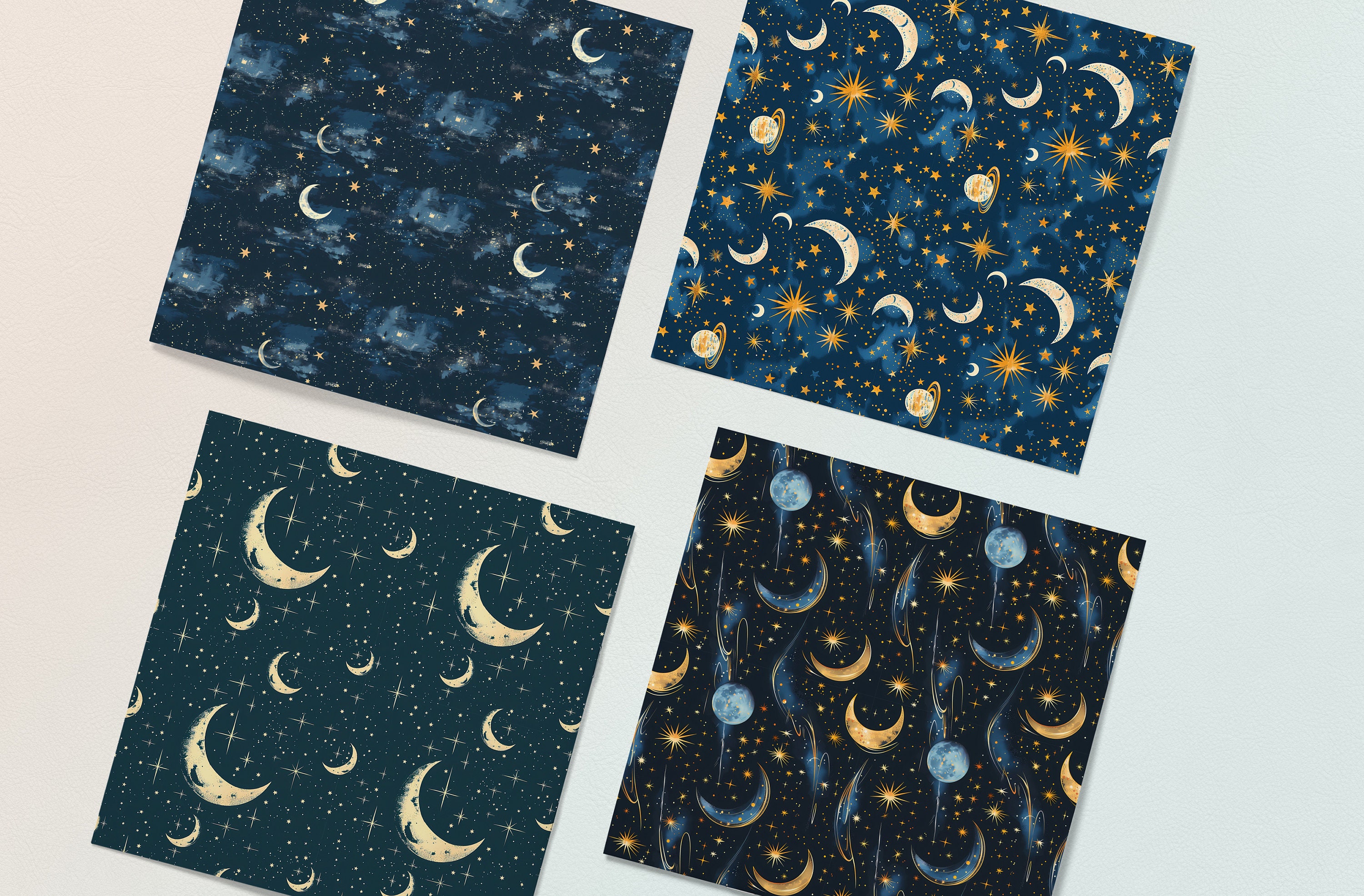 Night Sky Seamless Digital Paper Pack, Galaxy Background, Stars and ...