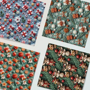 3D Christmas Seamless Patterns, Cute Christmas Digital Papers ...