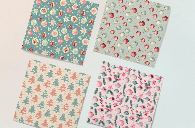 Pastel Christmas Seamless Patterns, Christmas Tree Digital Papers ...