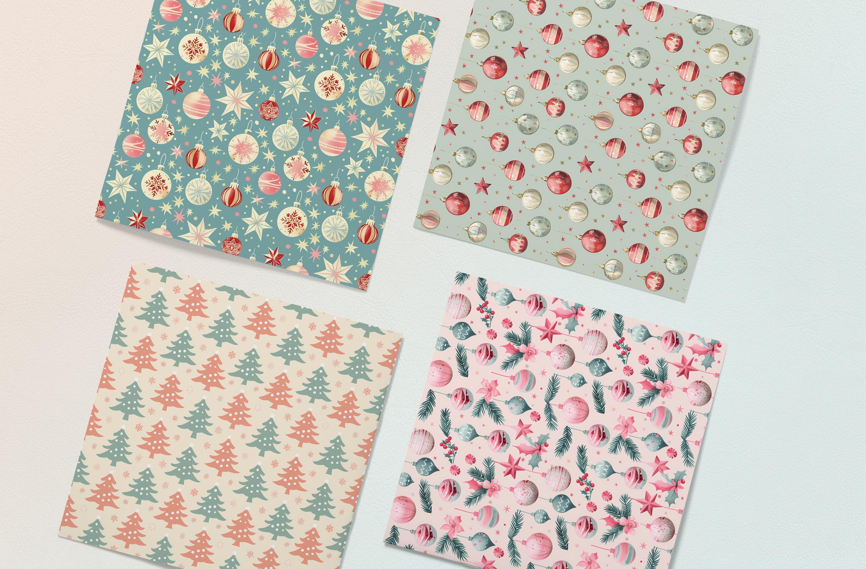 Pastel Christmas Seamless Patterns, Christmas Tree Digital Papers ...