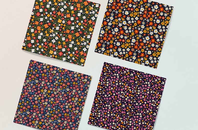 Ditsy Floral Seamless Patterns, Printable Paper Pack, Wildflower Fabric ...