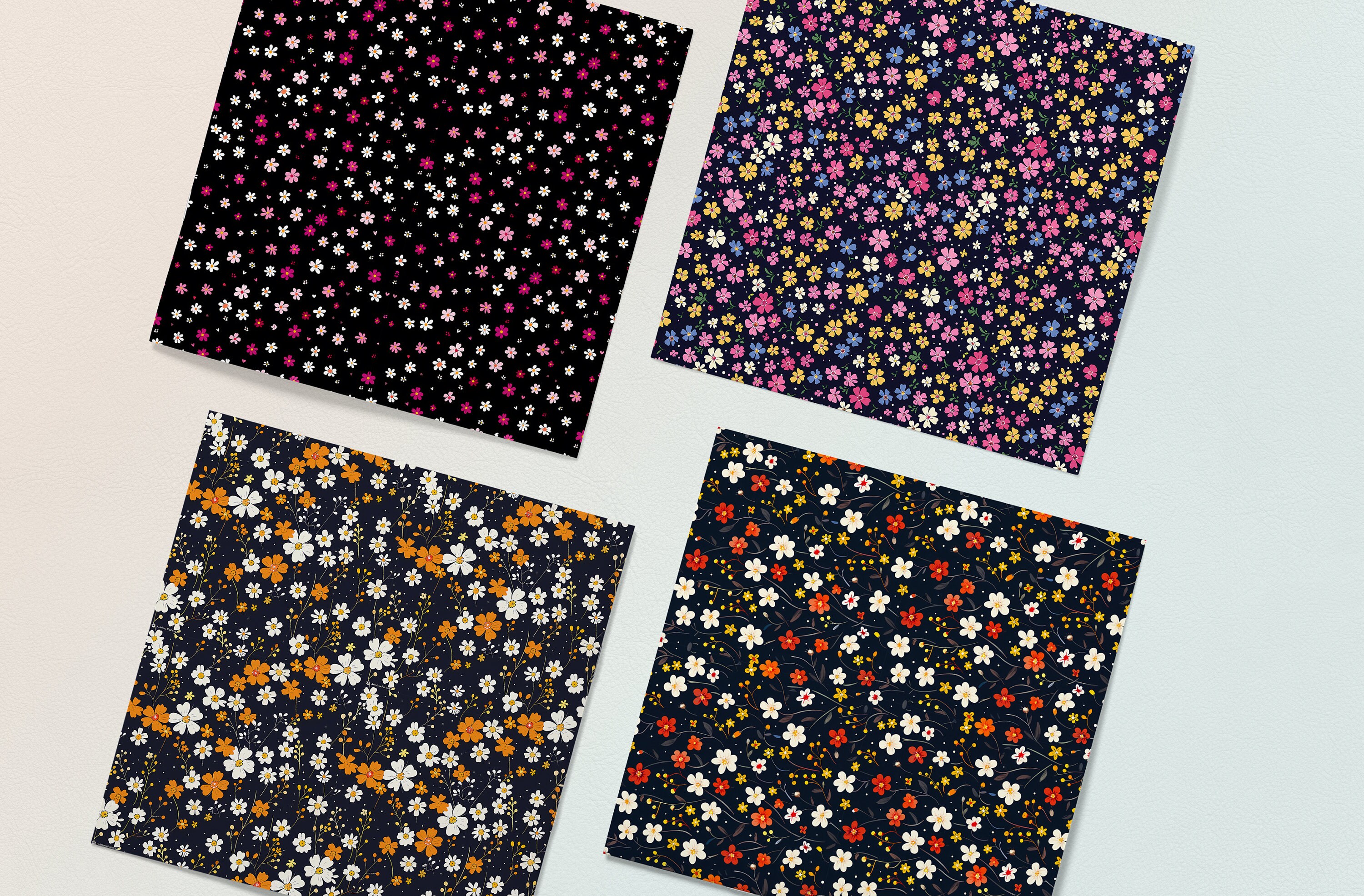 Ditsy Floral Seamless Patterns, Printable Paper Pack, Wildflower Fabric ...