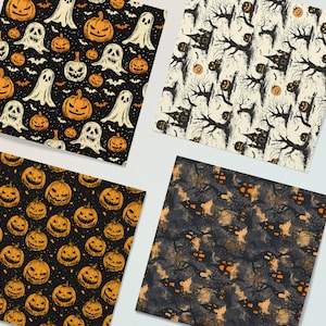 Retro Halloween Seamless Pattern, Retro Style Halloween Digital Papers ...