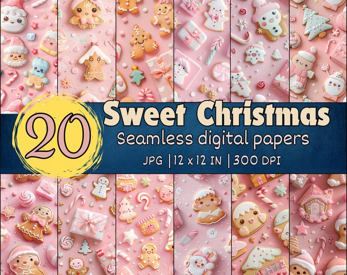 Gingerbread Watercolor Digital Paper Pack, Christmas Pattern, Cute ...