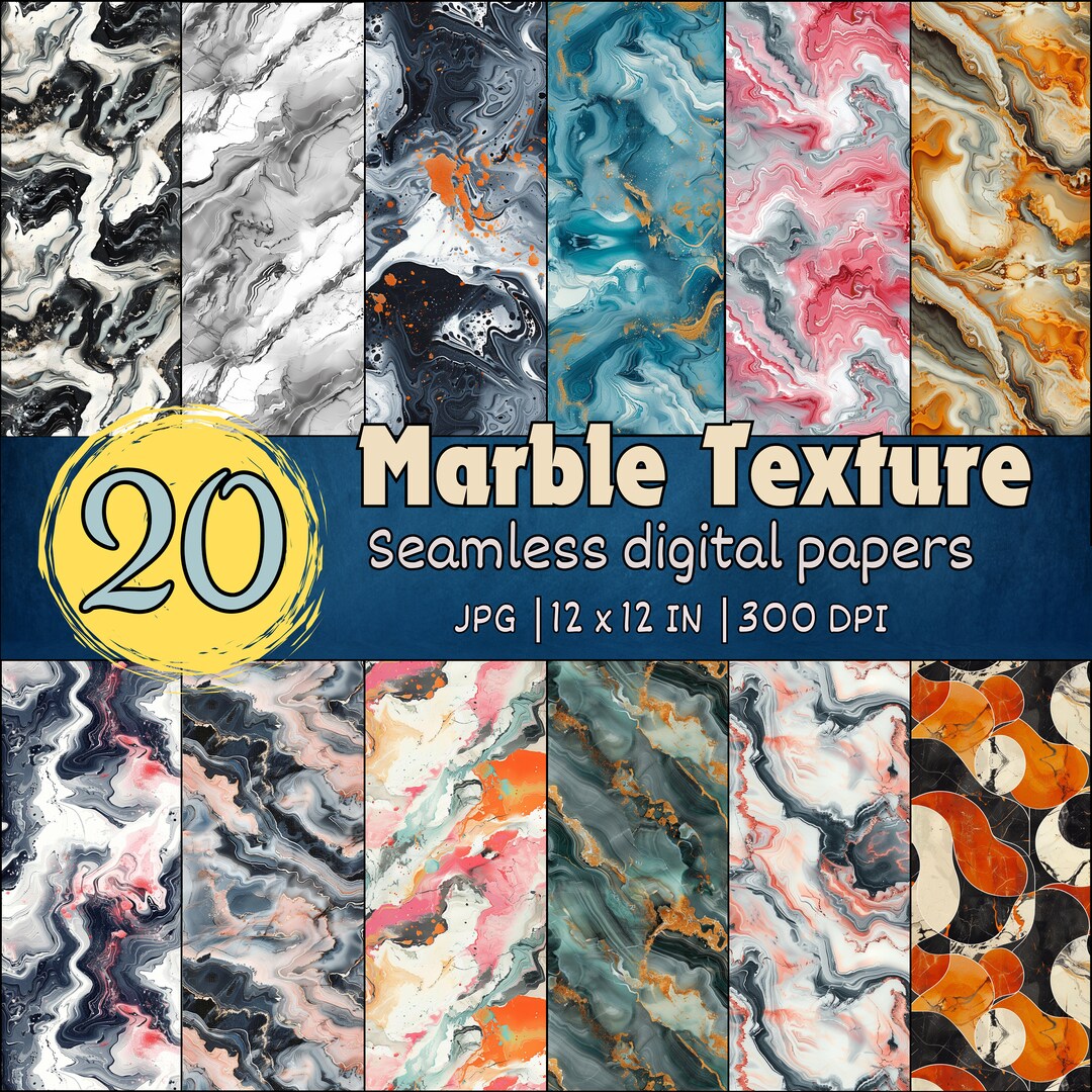 Marble Texture Seamless Pattern, Colorful Marble Digital Papers, Modern ...