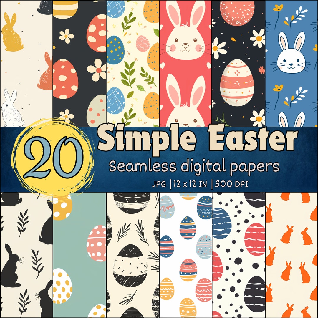 20 Minimalistic Easter Digital Papers, Seamless Easter Digital Paper ...
