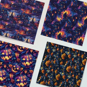 Colorful Halloween Seamless Patterns, Spooky Halloween Digital Papers ...