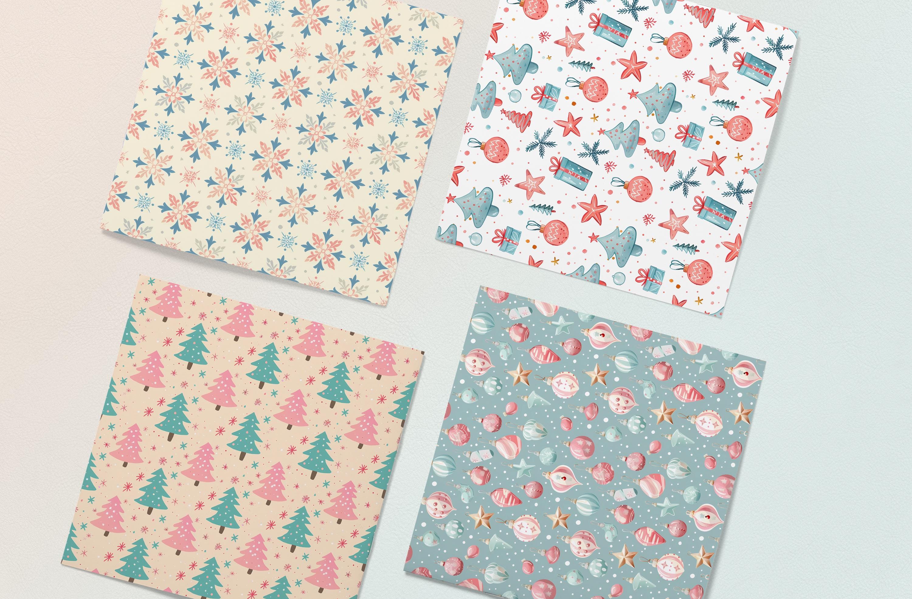 Pastel Christmas Seamless Patterns, Christmas Tree Digital Papers ...