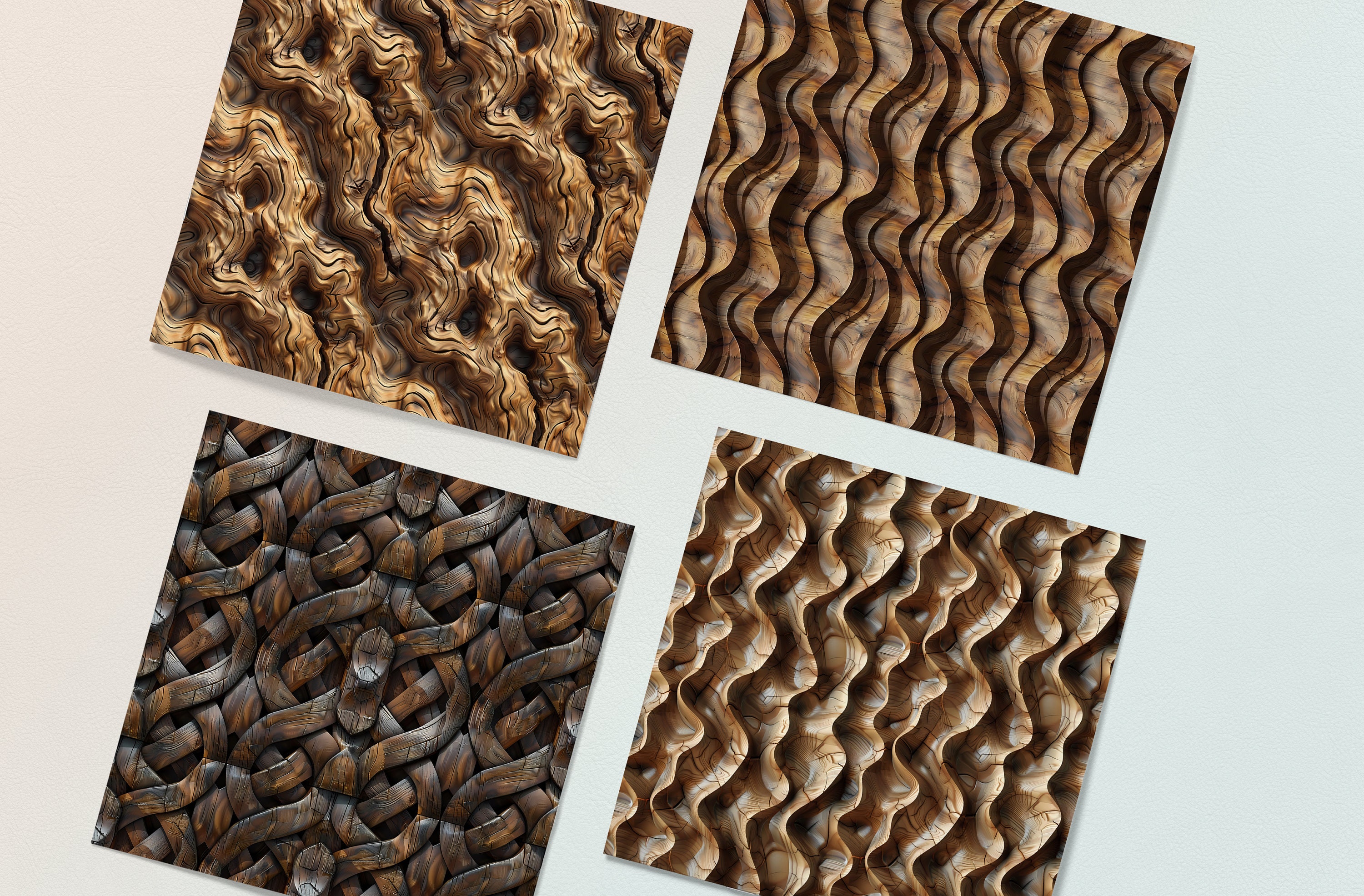 3D Wooden Texture Seamless Pattern, Carved Wood Digital Papers, Wavy ...