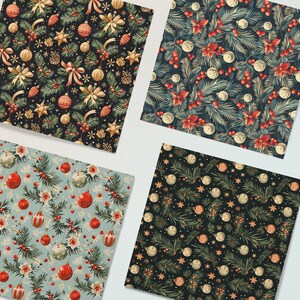 Vintage Christmas Seamless Pattern, Retro Christmas Ornament Digital ...