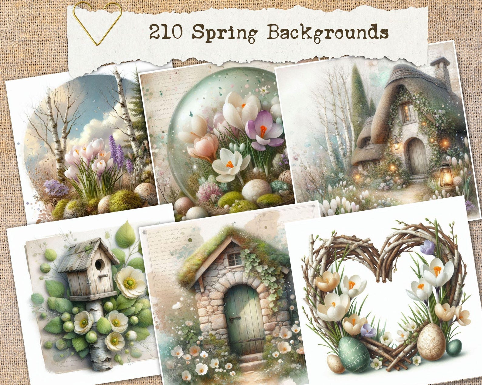 Spring Easter Backgrounds – Cottagecore Floral Digital Papers, Fairy ...