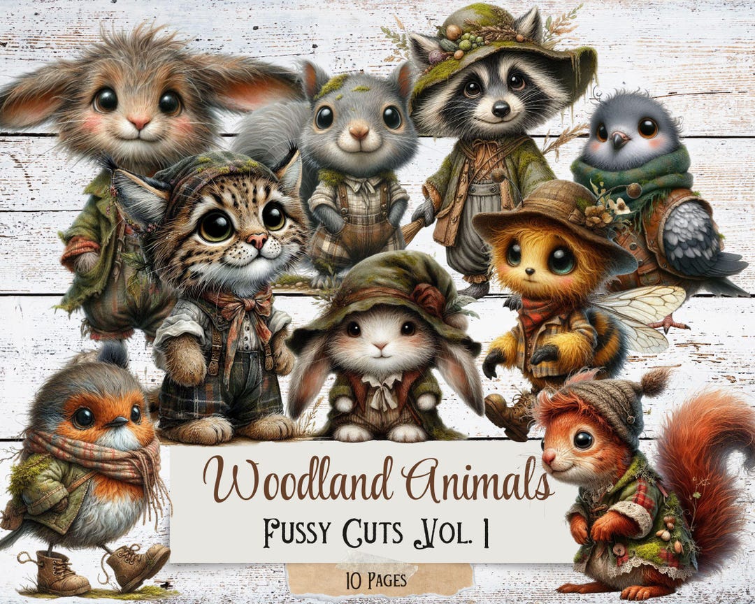 Whimsical Woodland Animals Fussy Cuts – Forest Ephemera, Printable Junk ...