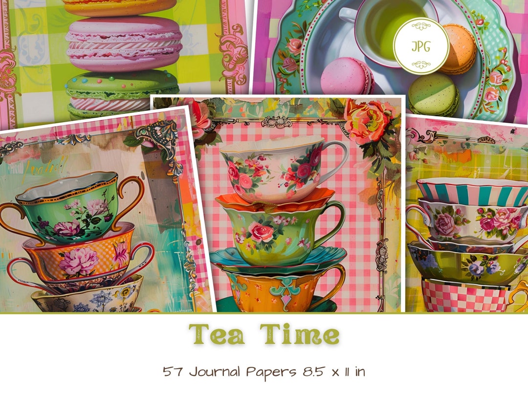 Whimsical Tea Junk Journal Pages, Teapot Printable Scrapbook Kit ...