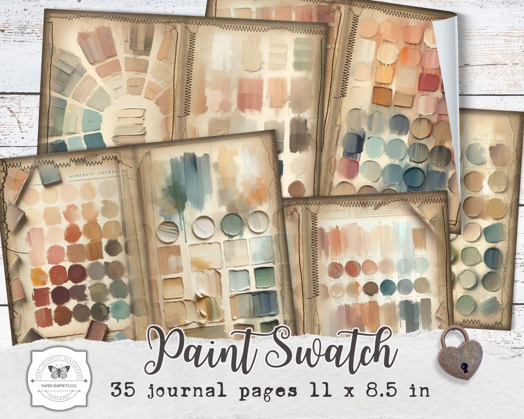 Paint Swatch Junk Journal Pages: Vintage Swatchbook Papers, Printable ...