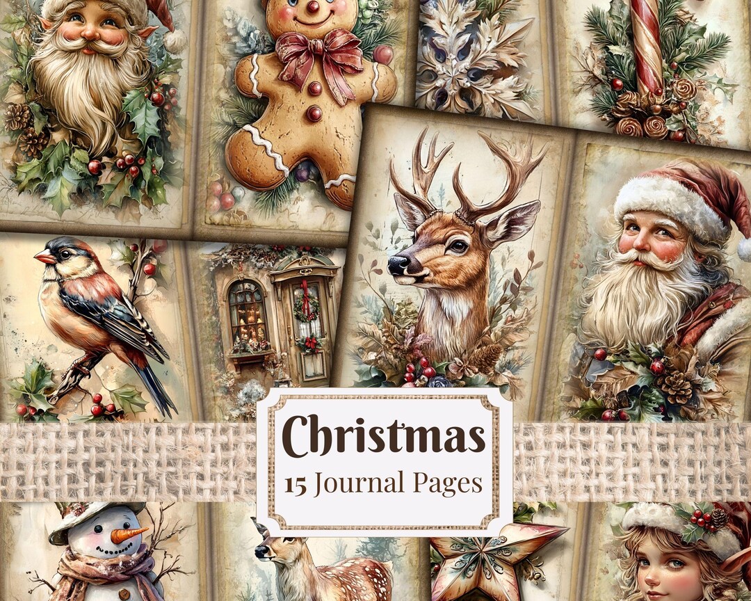 Vintage Christmas Junk Journal Printable Pages Victorian Christmas Printables Festive ...