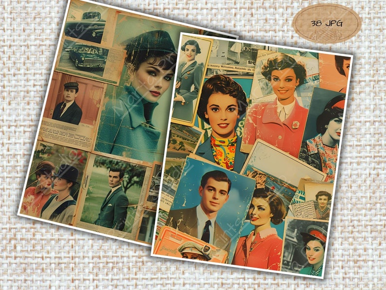1960s Vintage Photo Collage Sheets: Retro Junk Journal Ephemera ...