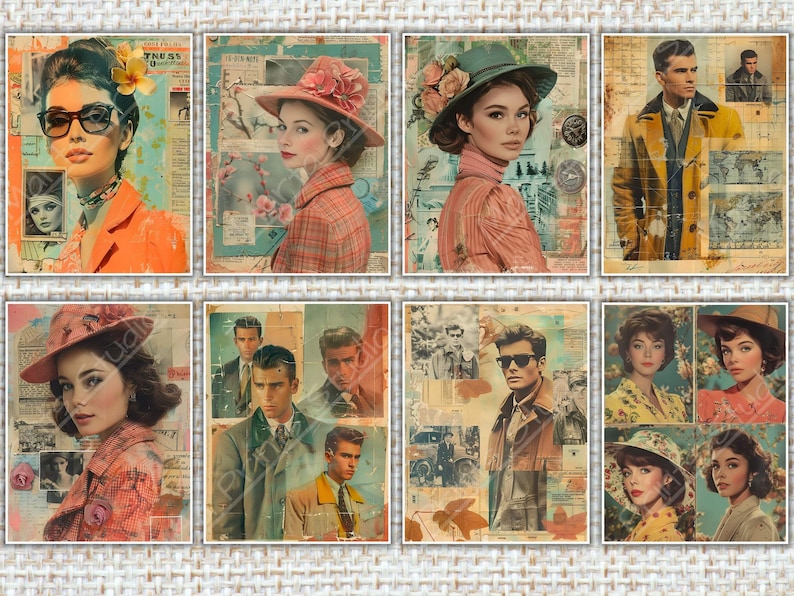 1960s Vintage Photo Collage Sheets: Retro Junk Journal Ephemera ...
