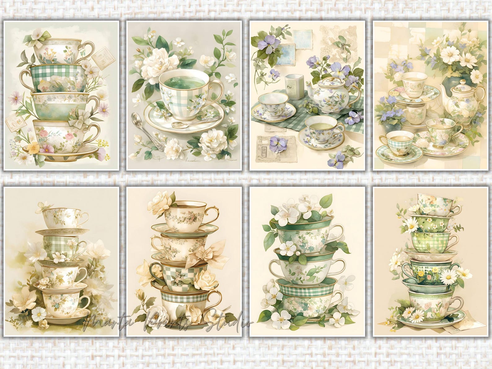 Vintage Tea Junk Journal Pages, Teapot Printable Scrapbook Supplies ...