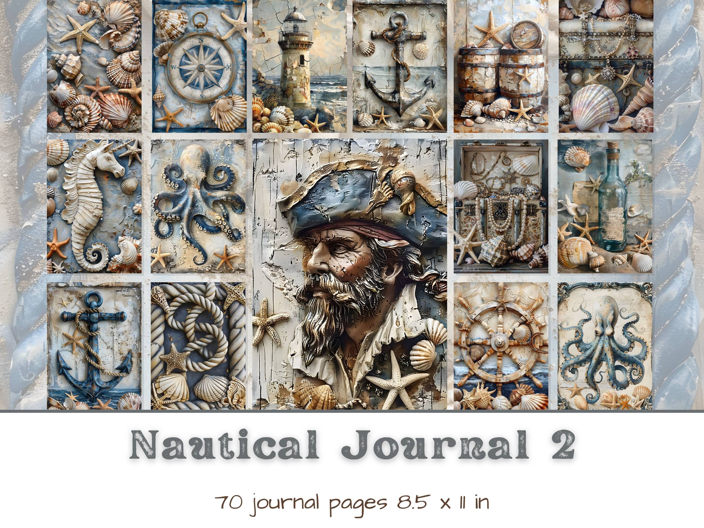 Nautical Junk Journal Pages, Printable Scrapbook Kit, Maritime Collage ...