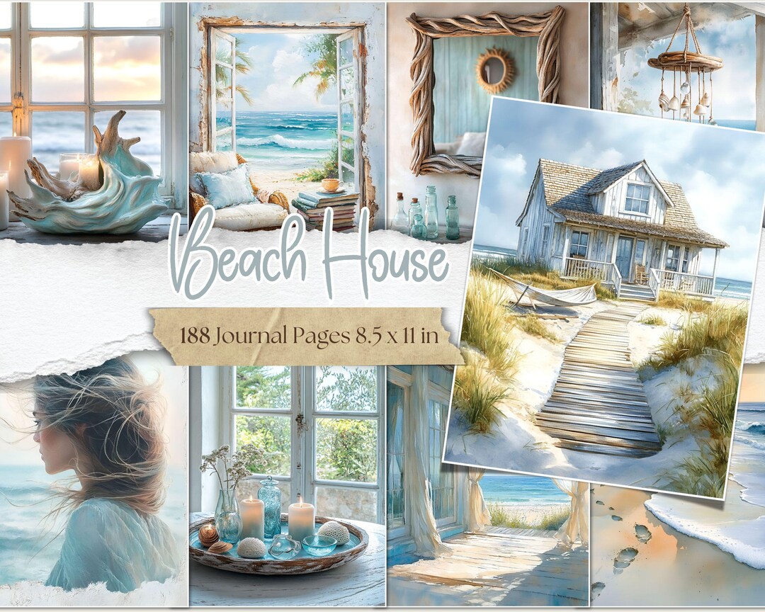 Beach House Junk Journal Pages Coastal Printables Ocean Collage Sheets ...