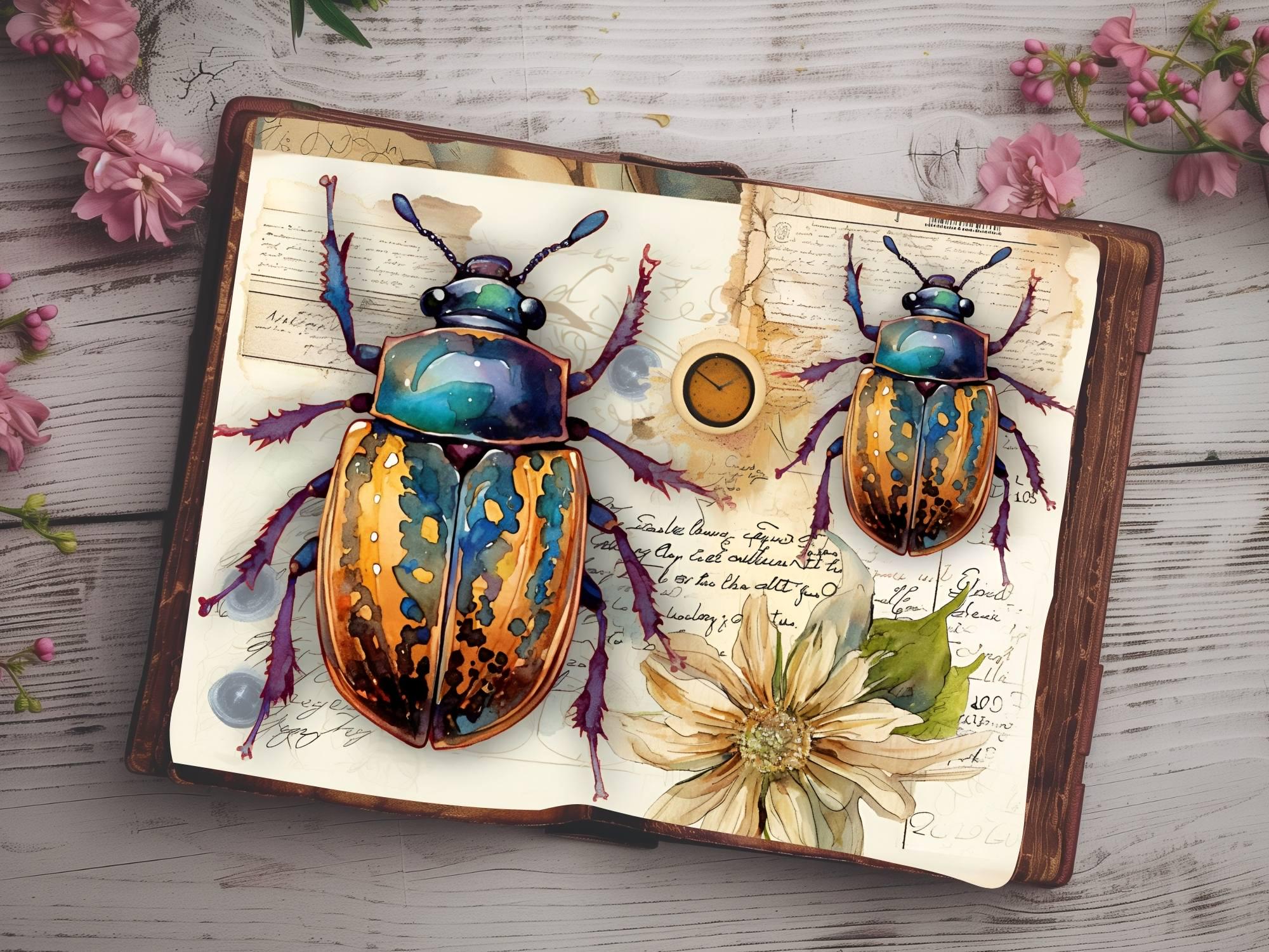 Vintage Insects Junk Journal Printable Pages, Watercolour Bugs Junk ...
