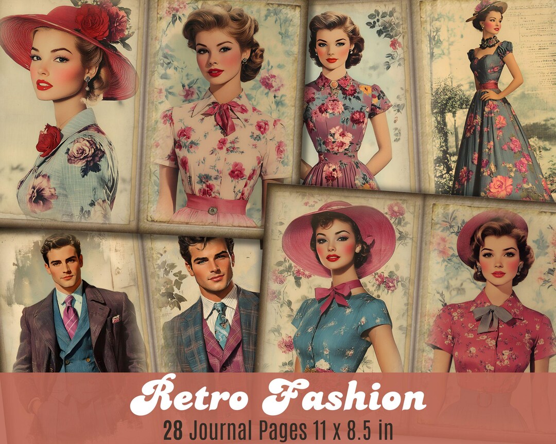 1950s Fashion Ephemera: Retro Clothing Scrapbook Pages (digital ...