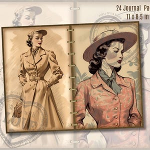 Vintage 40s Fashion Printable Junk Journal Pages Retro 1940s Fashion ...