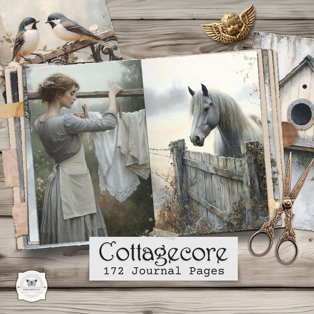 Cottagecore Junk Journal Kit: Shabby Chic Printable Ephemera, Cozy ...