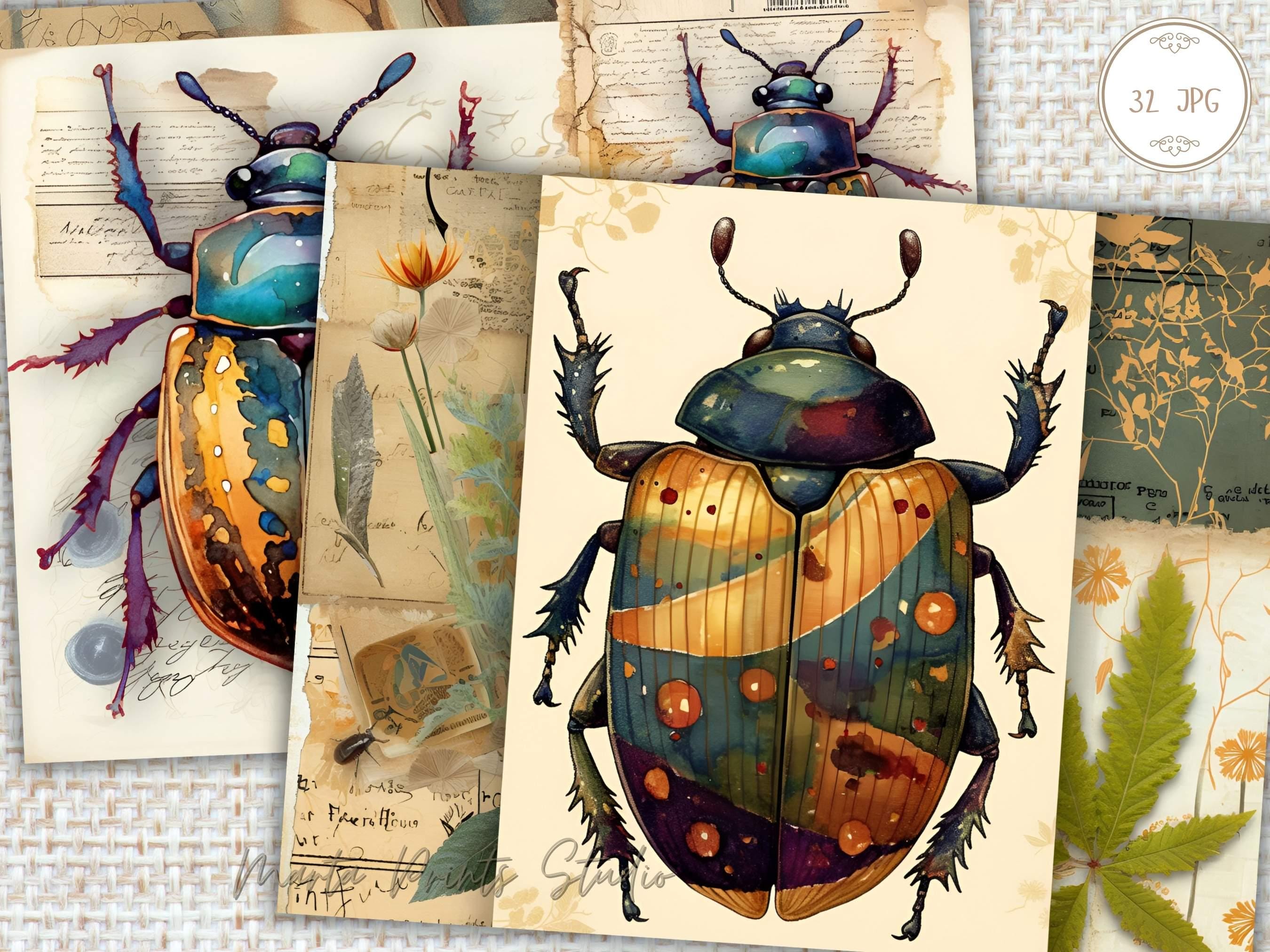 Vintage Insects Junk Journal Printable Pages, Watercolour Bugs Junk ...