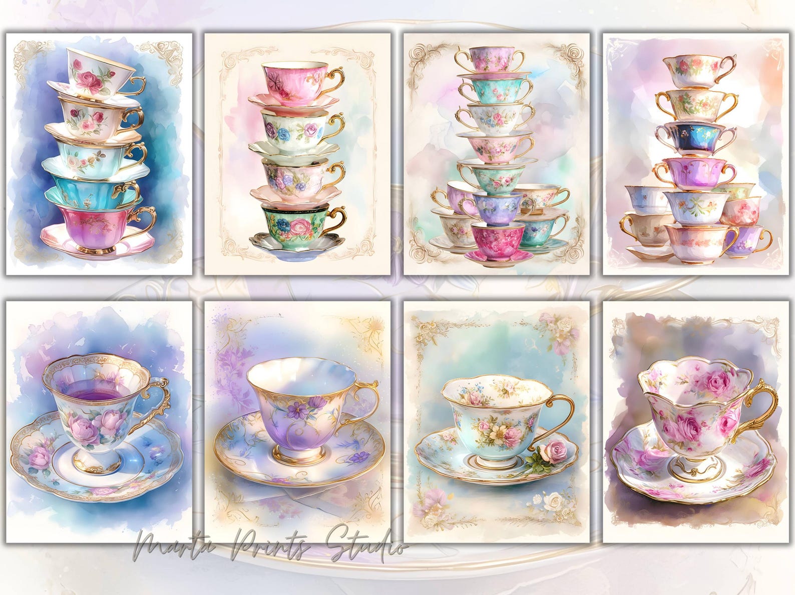 Vintage Tea Junk Journal Pages, Teapot Printable Scrapbook Supplies ...
