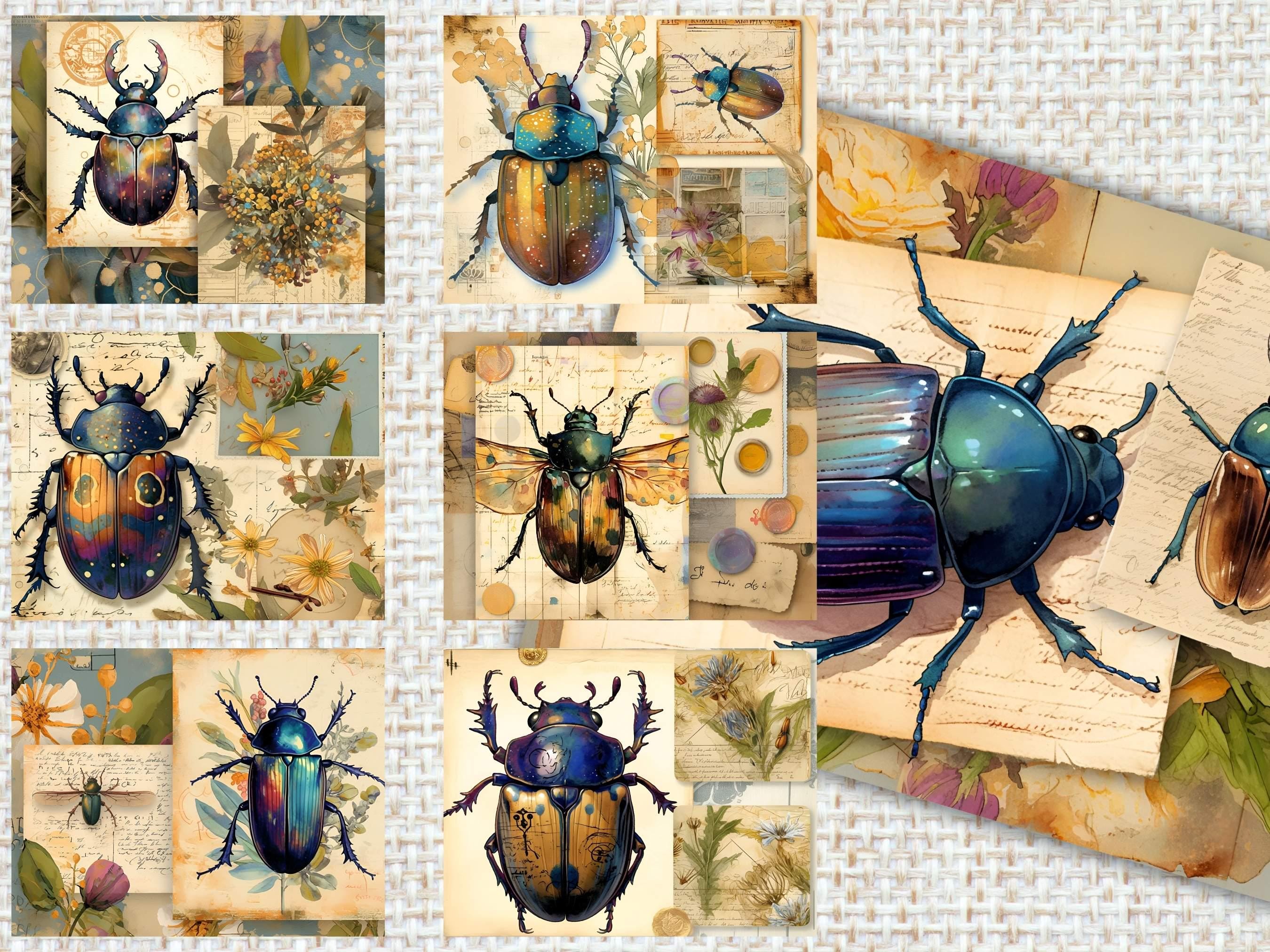 Vintage Insects Junk Journal Printable Pages, Watercolour Bugs Junk ...