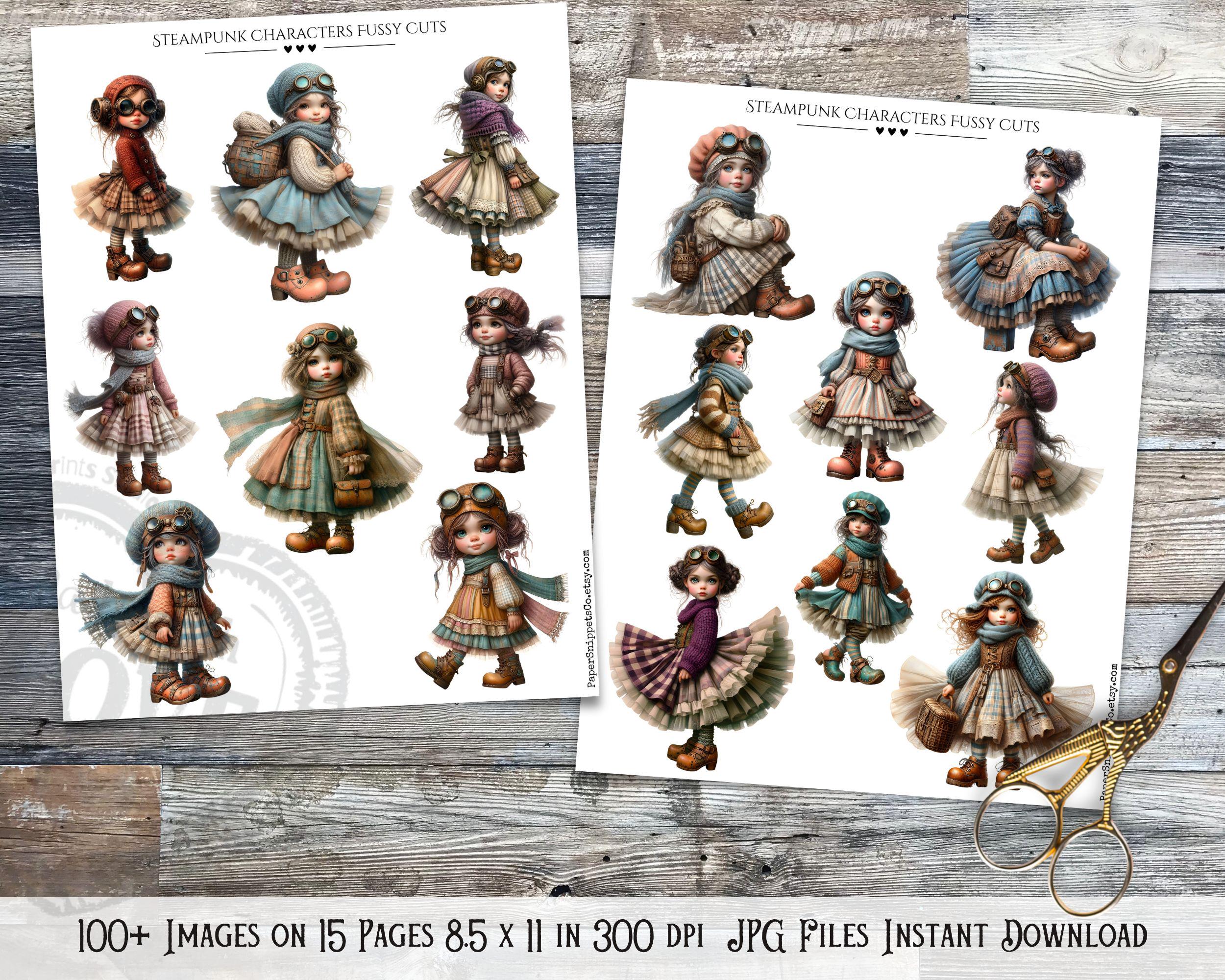 Steampunk Girls & Boys Fussy Cuts - 100+ Vintage Ephemera (digital ...