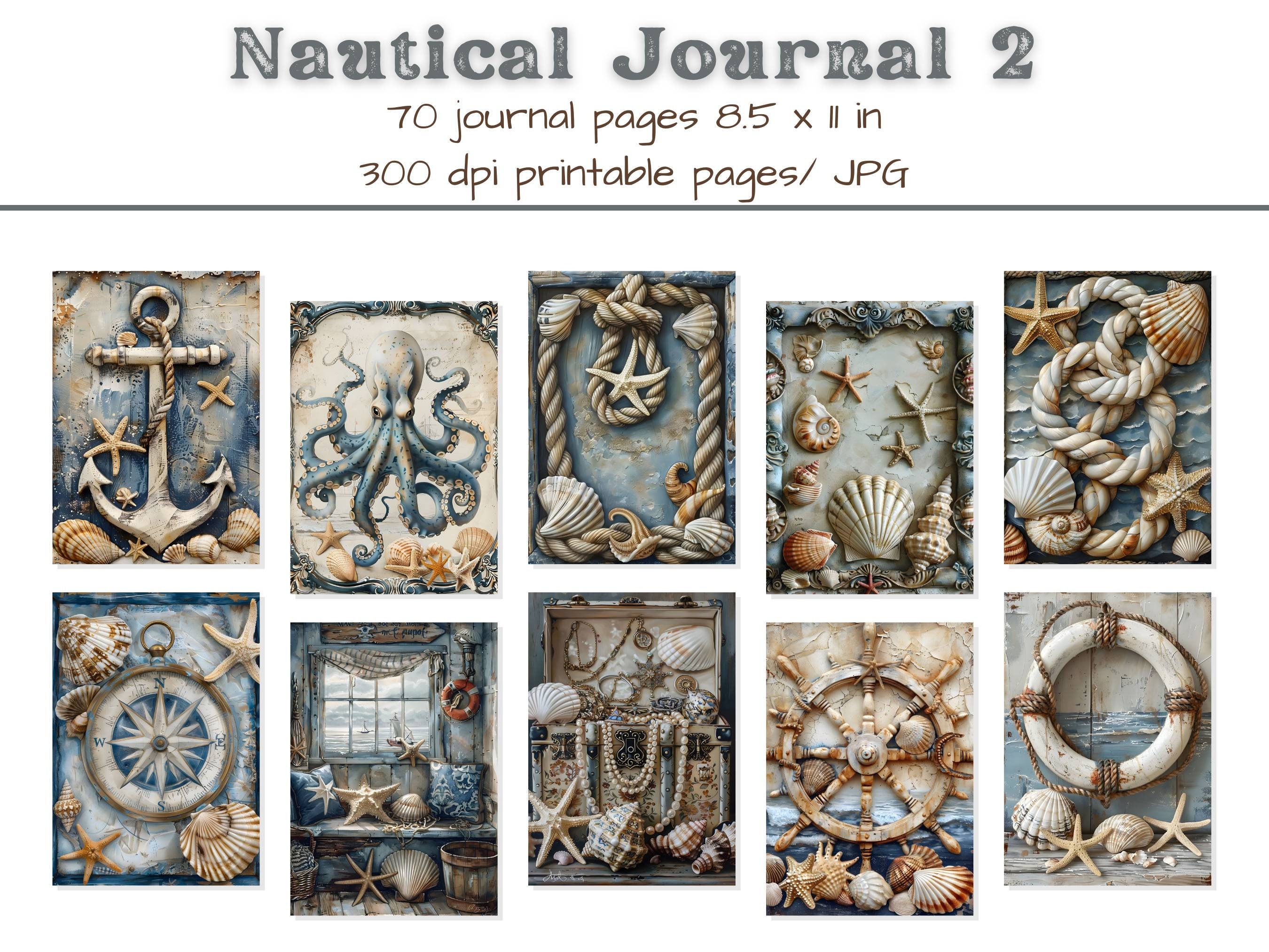 Nautical Junk Journal Pages, Printable Scrapbook Kit, Maritime Collage ...